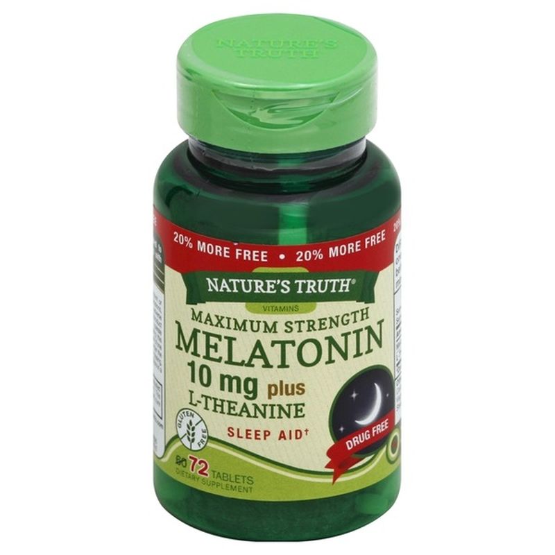 Nature's Truth Melatonin, Plus L-Theanine, Maximum Strength, 10 mg ...