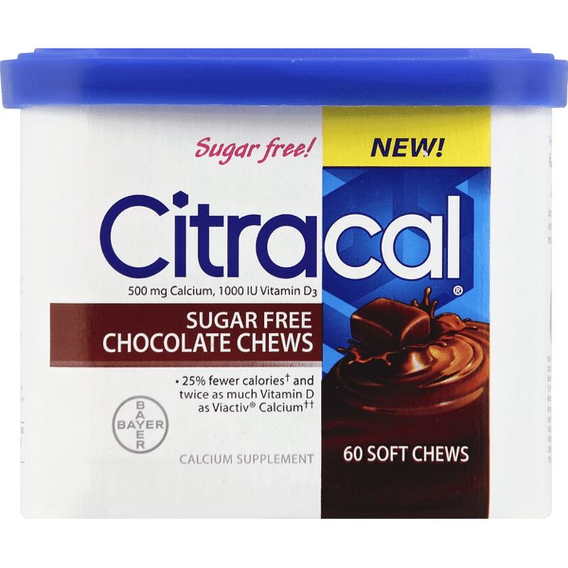 Citracal Calcium Chews, Sugar Free, Soft Chews, Chocolate (60 each ...