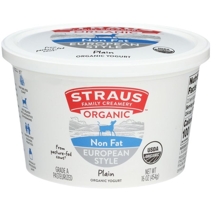 Straus Family Creamery Organic Non Fat European Style Plain Yogurt (16 ...