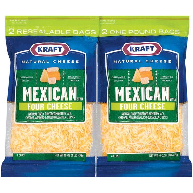 Kraft Shredded Cheese, Mexican Style Four Cheese (2 each) - Instacart