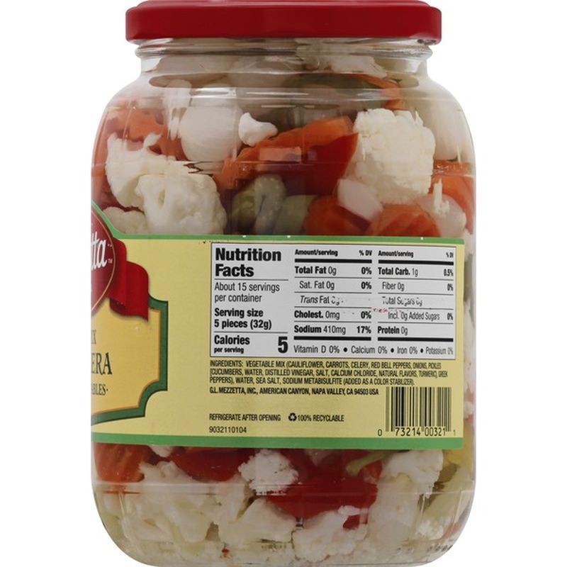 Mezzetta Giardiniera, Crunchy Vegetables, Italian Mix, Mild (32 oz ...