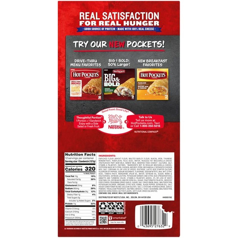 Hot Pockets Pepperoni Pizza Crispy Crust Frozen Sandwiches (54 oz ...