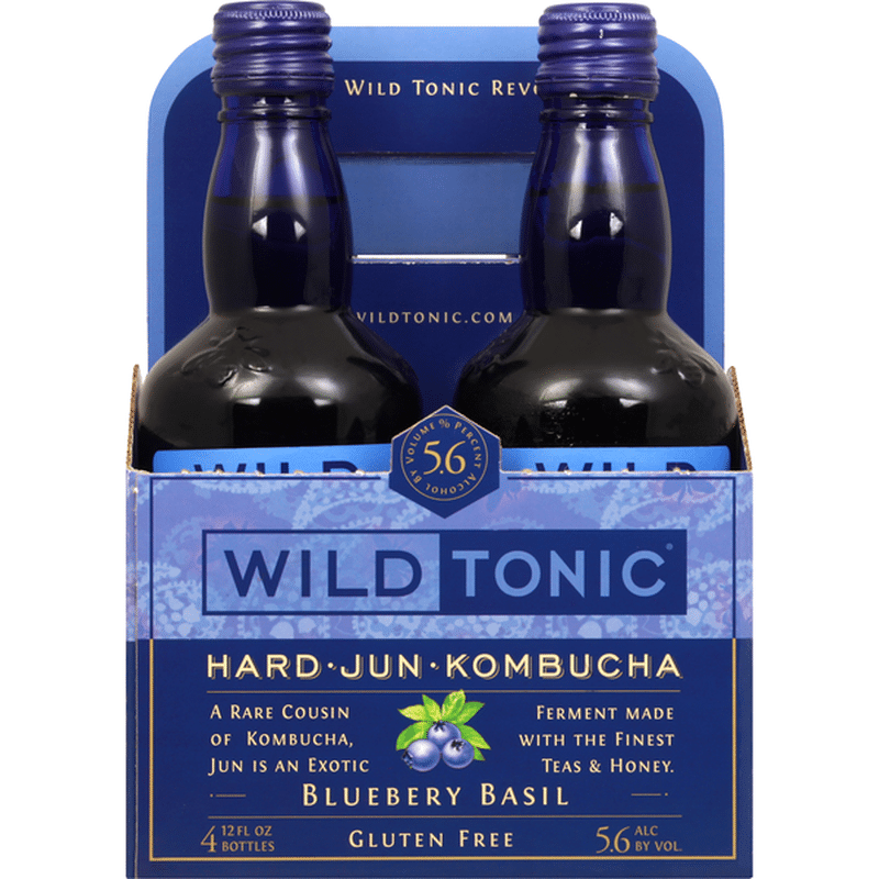 Wild Tonic Kombucha, Hard Jun, Blueberry Basil, 4 Pack (4 each) - Instacart