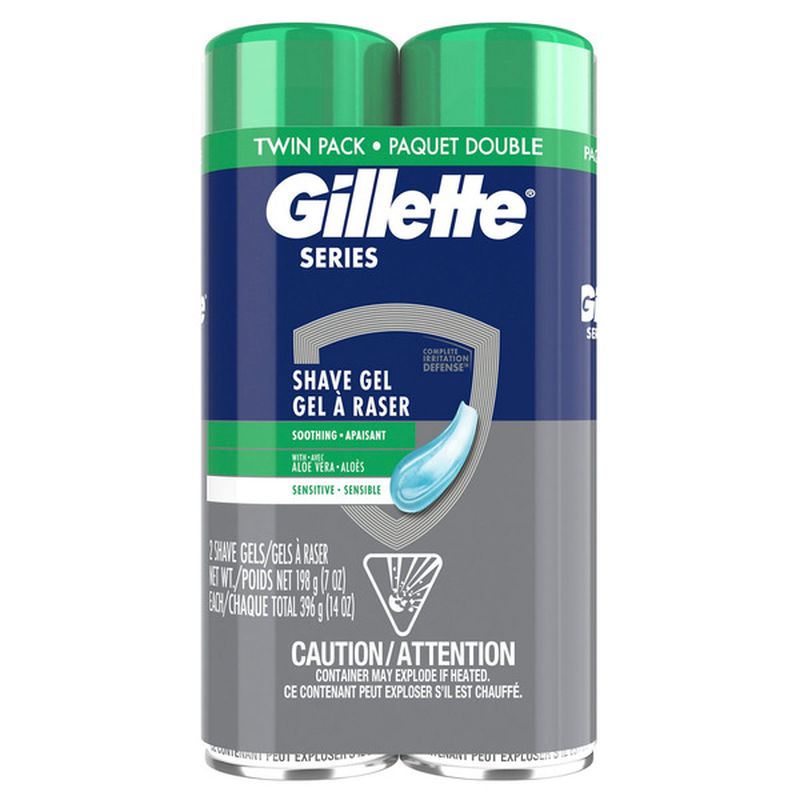 Gillette Series Soothing Shave Gel for men with Aloe Vera, Twin Pack ...