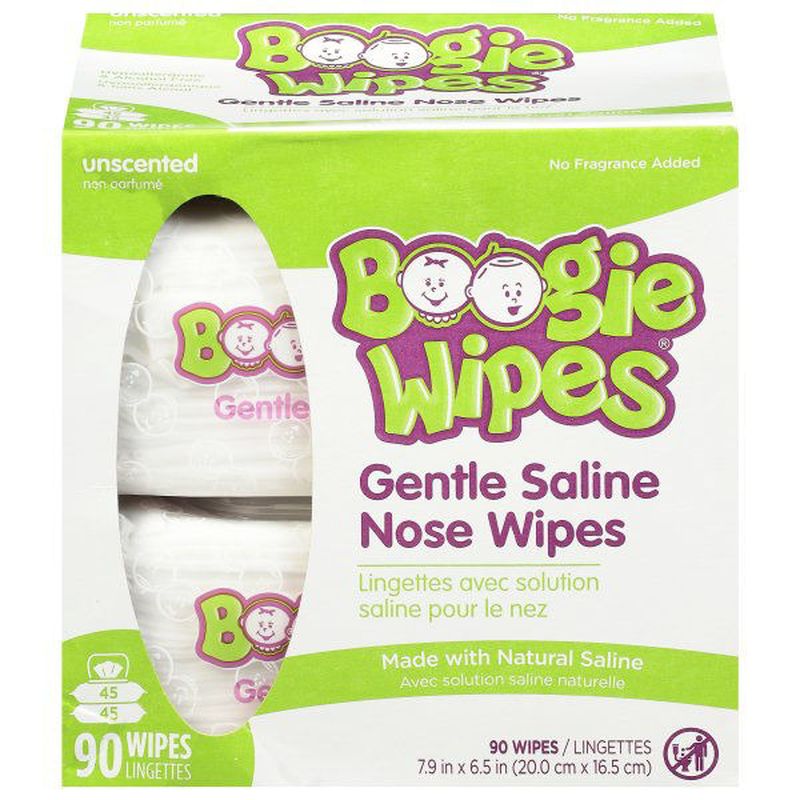 Boogie Brand Gentle Saline Nose Wipes, Unscented | Wegmans
