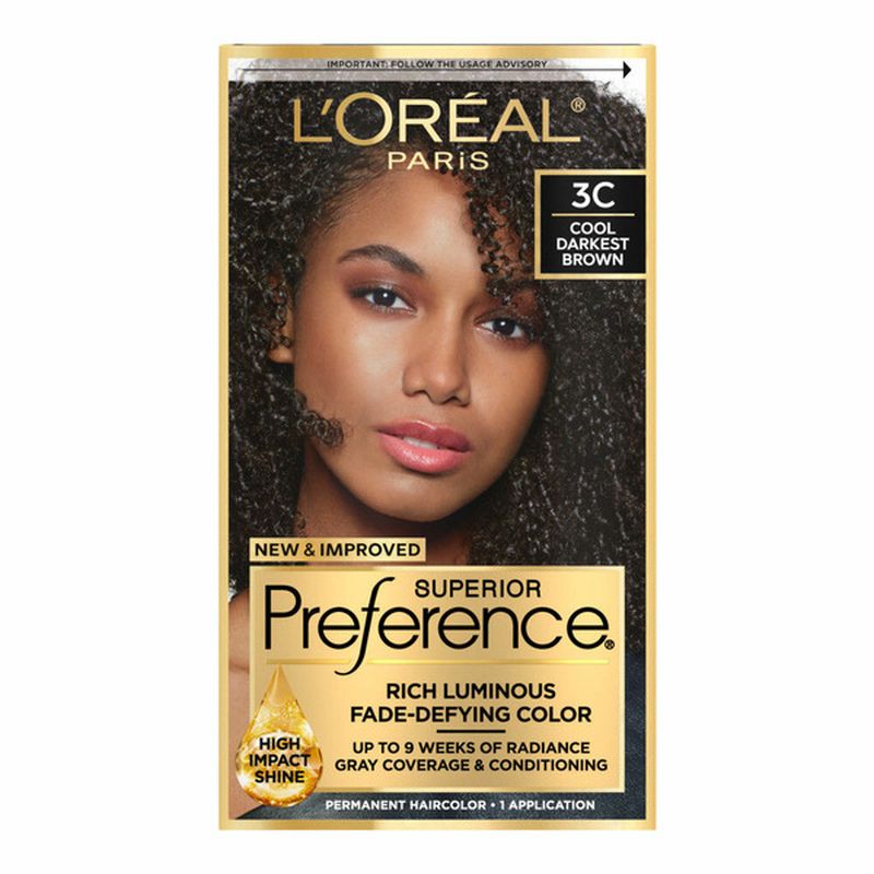 L'Oreal Superior Preference Permanent Hair Color 3C Cool Darkest Brown ...