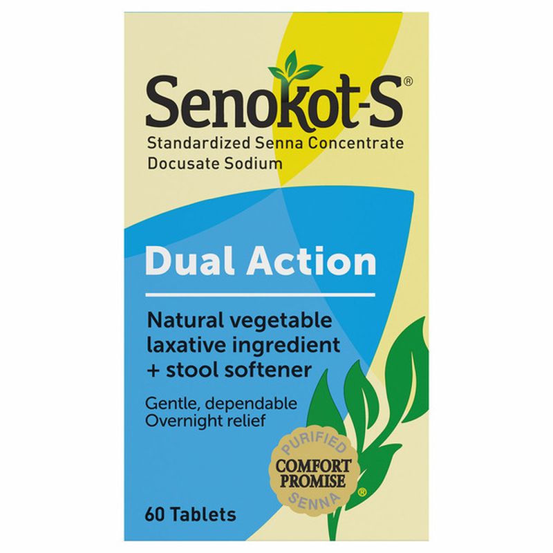 Senokot-S Laxative Ingredient + Stool Softener, Dual Action, Tablets ...
