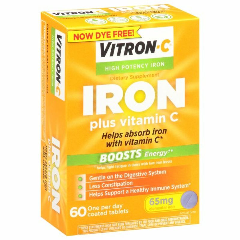 Vitron-C Iron Plus Vitamin C, 65 mg, Coated Tablets | Wegmans