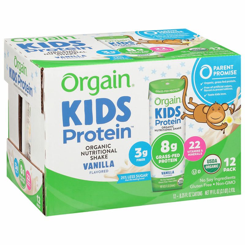 Orgain Kids Protein Nutritional Shake, Organic, Vanilla Flavored, 12 ...