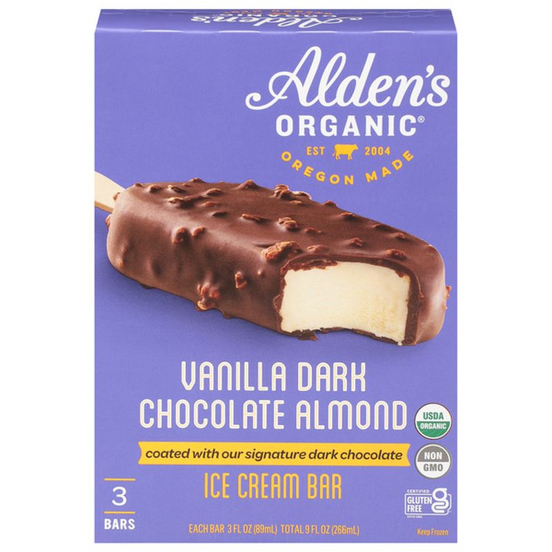 Aldens Organic Ice Cream Bar Vanilla Dark Chocolate Almond Wegmans