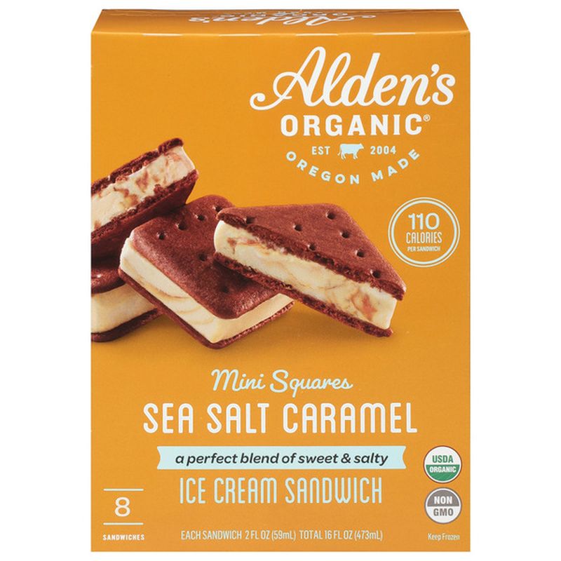 Alden’s Organic Ice Cream Sandwich, Sea Salt Caramel, Mini Squares ...
