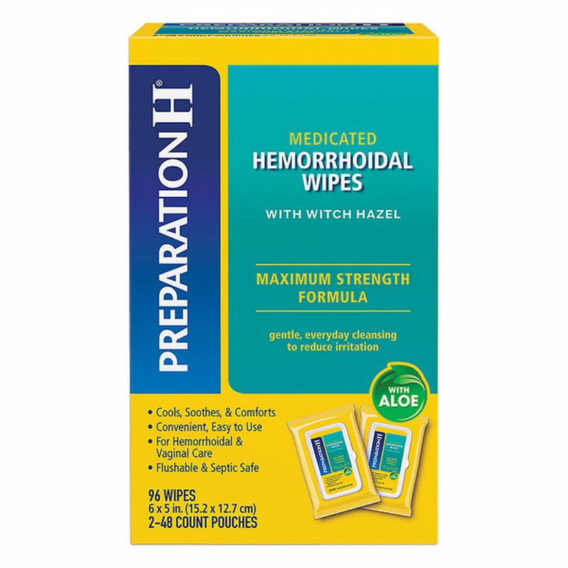 Preparation H Hemorrhoid Wipes with Witch Hazel for Skin Irritation ...