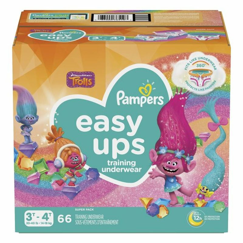 Pampers Easy Ups Training Underwear, Trolls, 3T-4T (30-40 lb), Super ...