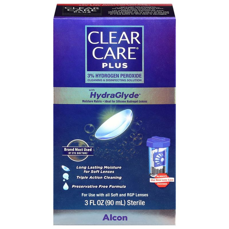 Alcon CLEAR CARE Plus Cleaning & Disinfecting Solution, with Hydraglyde, 3% Hydrogen Peroxide ...